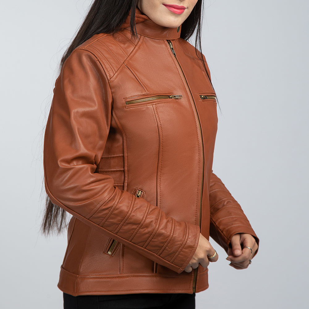 Elsa Brown Vintage Leather Jacket With Detachable Hood | Zosack ...